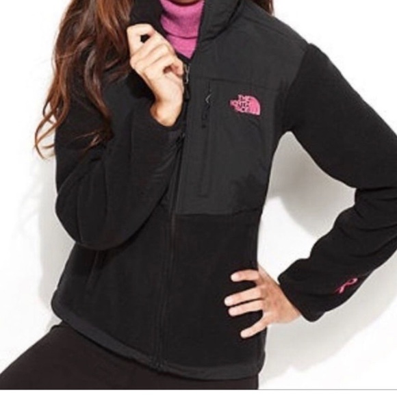 Jackets & Coats | The North Face Denali Polartec Black With Pink Ribbon ...